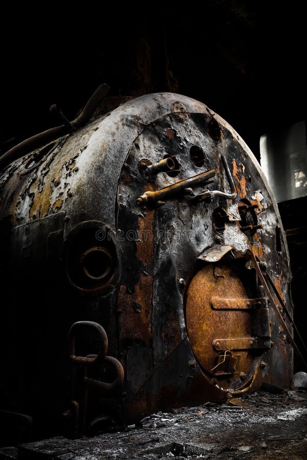 Rusty Industrial Coal-fired Boiler Stock Image - Image of fiery, black ...