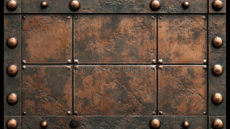 Rusty Industrial Metal Panel with Rivets Showing a Gritty and Textured ...