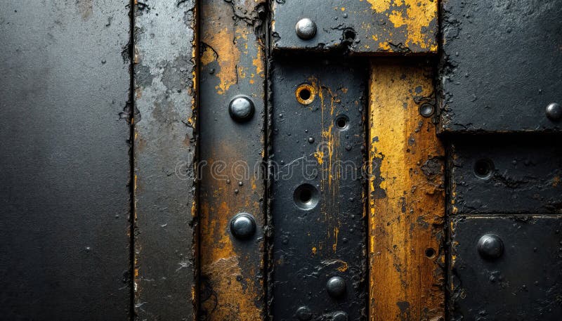 Rusty Industrial Metal Texture with Rivets and Peeling Paint Detailing ...