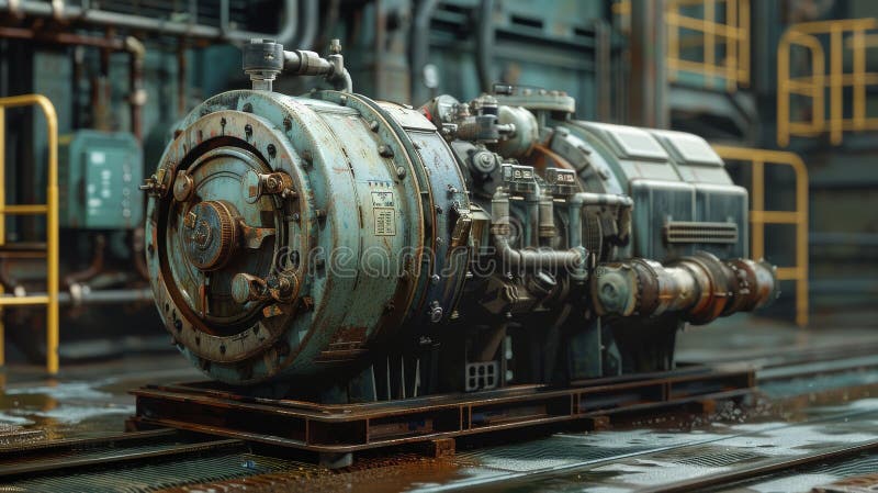 Rusty Industrial Motor in a Factory Setting Stock Photo - Image of ...