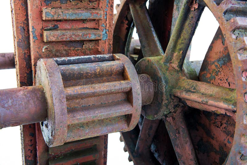 Rusty Inner Working of Red Dam Wheels Stock Image - Image of cogs, iron ...