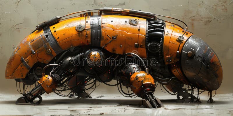 Rusty Insect Robot with Mechanical Legs and Glowing Eye. Digital Art ...