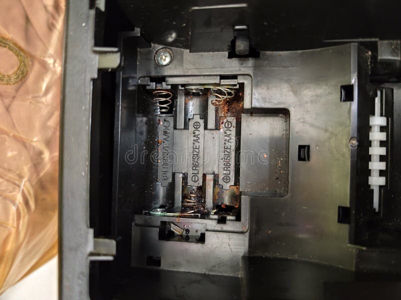 Rusty Inside of the Battery Compartment Stock Image - Image of check ...