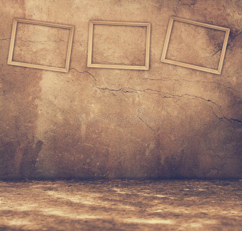 Rusty interior with frames stock image. Image of effect - 75494579
