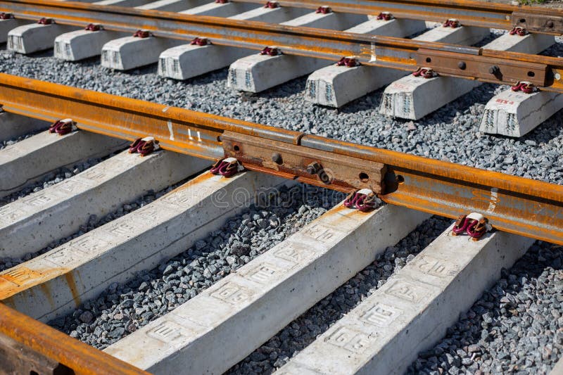 Rusty Intermediate Rail Fasteners on Concrete Sleepers Stock Image ...