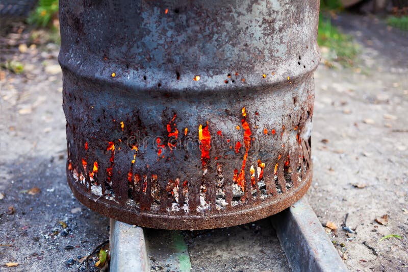 Rusty Iron Barrel for Burning Garbage on a Farm Stock Image - Image of ...