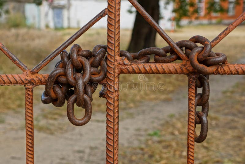 Rusty Iron Chain on Brown Reinforcement Bars Stock Photo - Image of ...