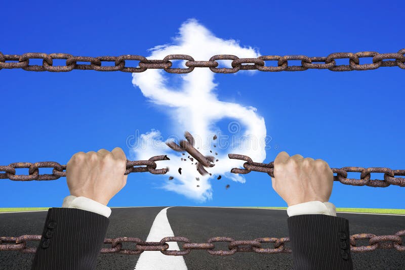 Rusty Iron Chains Broken with Spark Light and Dark Wall Stock Image ...