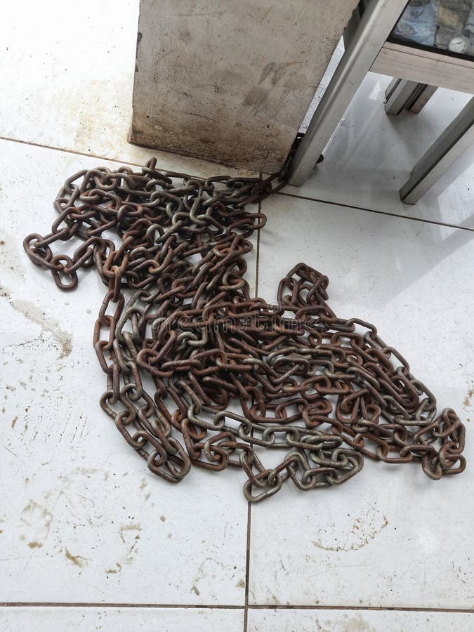 Rusty Iron Chains on the Floor Stock Image - Image of lock, color ...