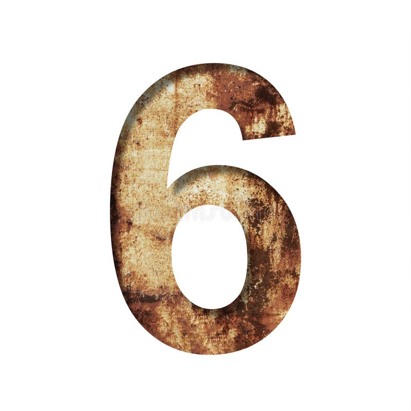 Rusty Iron Digits. Digit Six, 6 Cut Out of Paper on the Background of ...