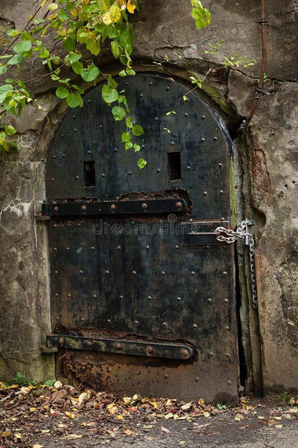 Rusty Iron Door stock image. Image of fort, danger, leaves - 64991963