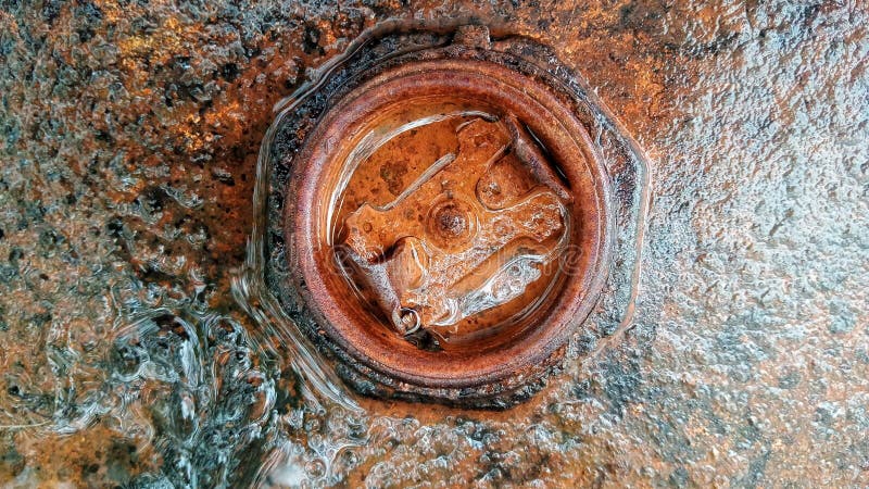Rusty Iron Drum Cover. Close Up View of Rusty and Damaged Iron ...