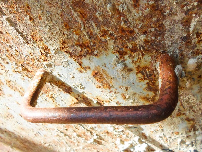 Rusty Iron Handle on an Iron Door Stock Photo - Image of background ...
