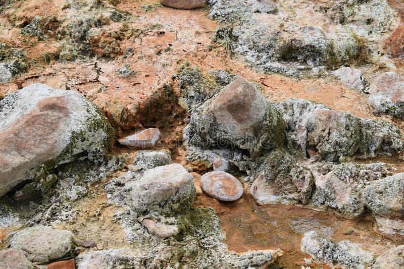 Rusty Iron Layer on Dry Rocks Missing the Water during Drought Stock ...