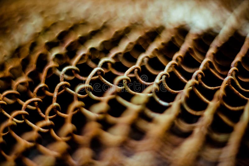 Rusty Iron Net Weaving from Wire. Surface with Depth of Field. Closeup ...