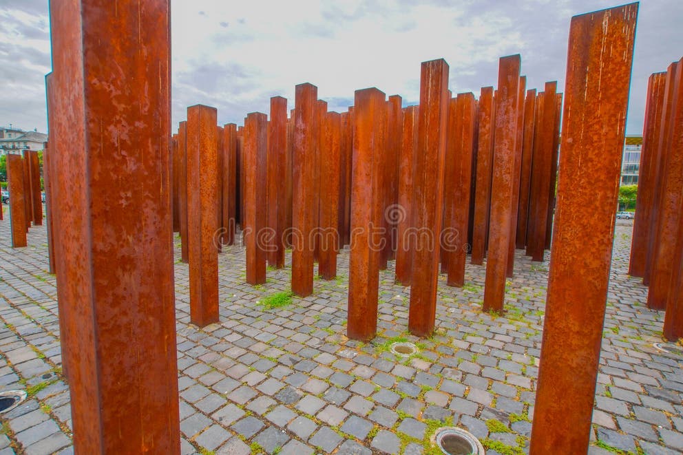 Rusty iron pillars stock image. Image of city, metal - 345377511