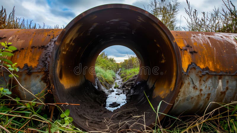 Rusty iron pipe in nature stock illustration. Illustration of social ...