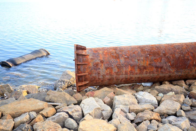 The rusty iron pipe stock photo. Image of construction - 177328768