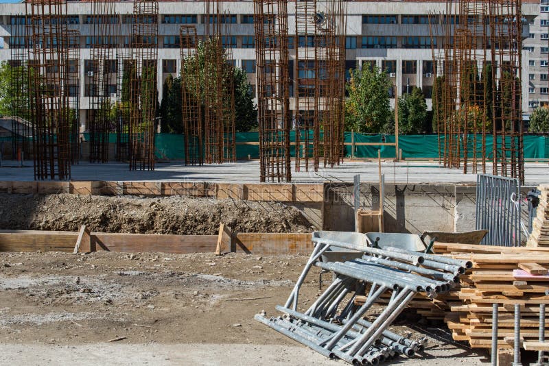 Rusty Iron Rods on a Construcion Site Stock Photo - Image of rods, mesh ...