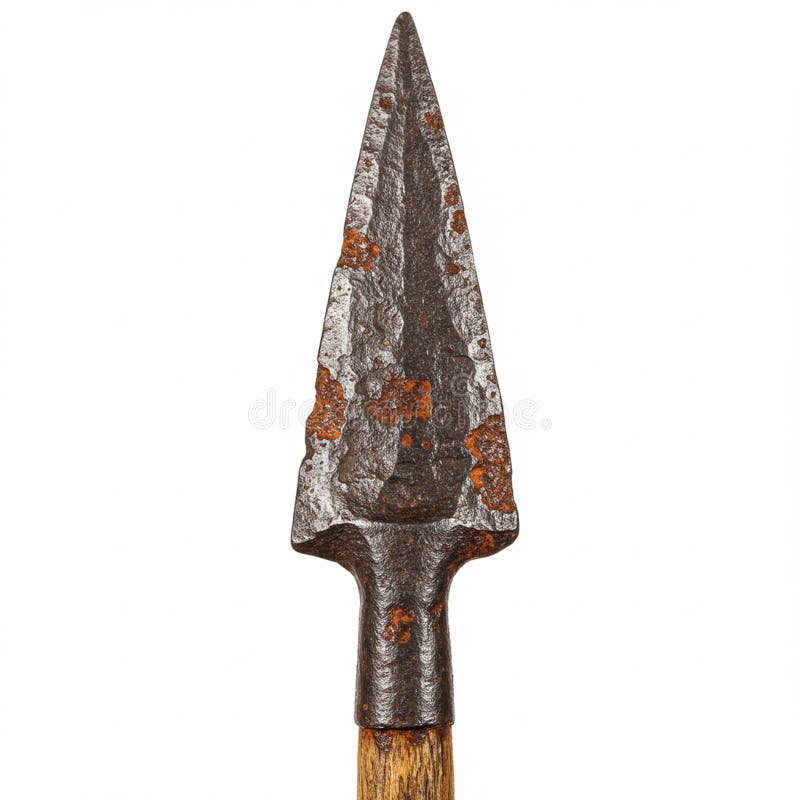Rusty Iron Spearhead with a Triangular, Pointed Shape, Attached To a ...