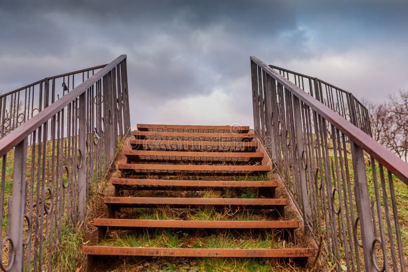 Rusty Iron Stairs and Railings Stock Image - Image of design ...