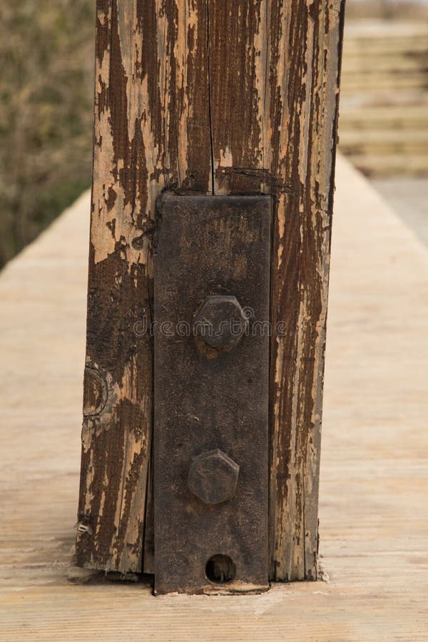 Rusty Iron Tie on a Wooden Beam Stock Photo - Image of metal, rotten ...