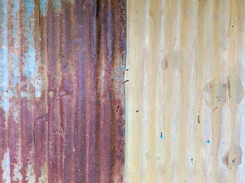 Rusty Iron Wall with 2 Color Patterns. Material Corrosion. Stock Image ...