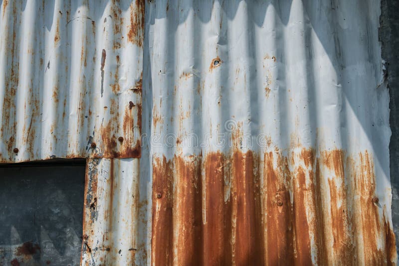 Rusty Iron Zinc Wall with Light Shade for Textured Background Stock ...