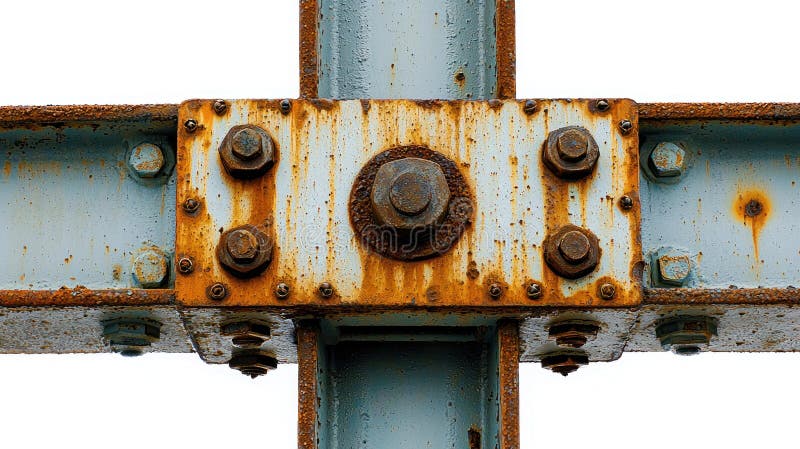 Rusty Metal Beam Connection with Bolts and Nuts Stock Illustration ...