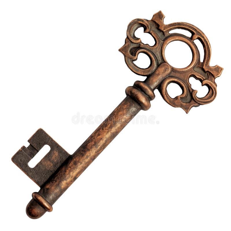 An Rusty Key is Cut Out on a Transparent Background Close-up. Key for ...