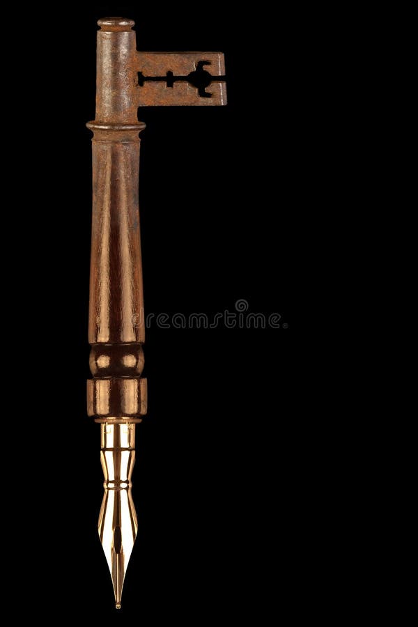 Rusty key and golden pen stock photo. Image of gilt, rust - 14390396