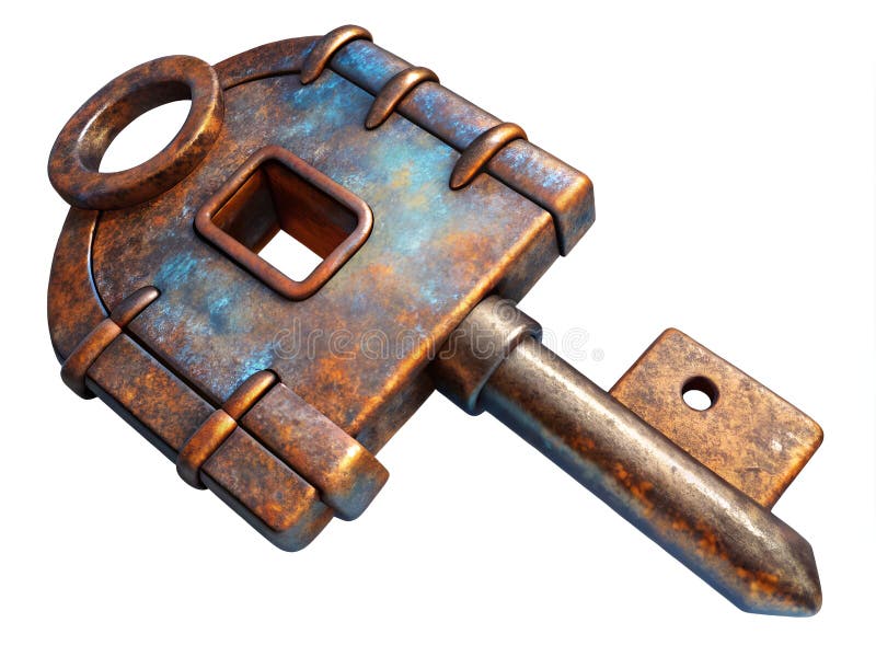 A Rusty Key with a Hole in the Middle Stock Illustration - Illustration ...