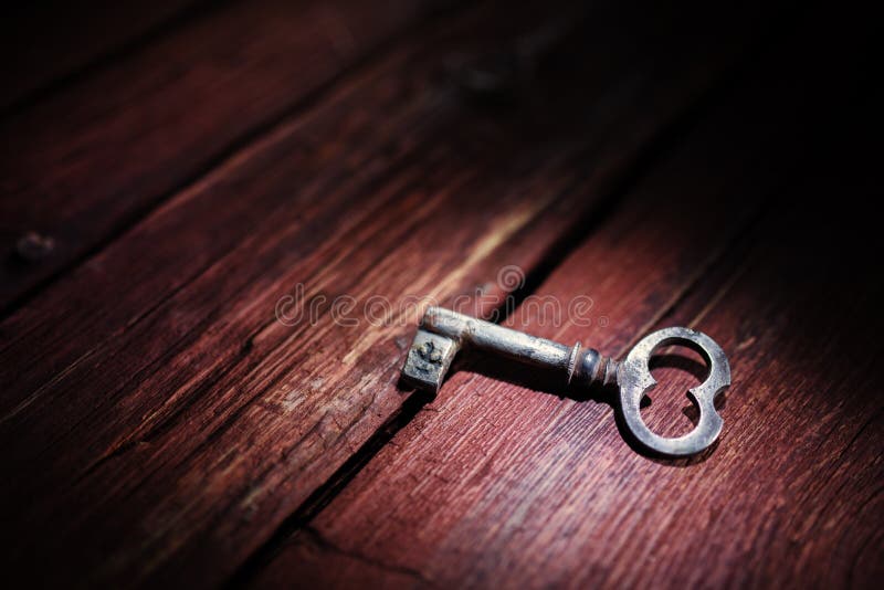 Rusty Key on Old Wooden Table Stock Photo - Image of aged, vintage ...