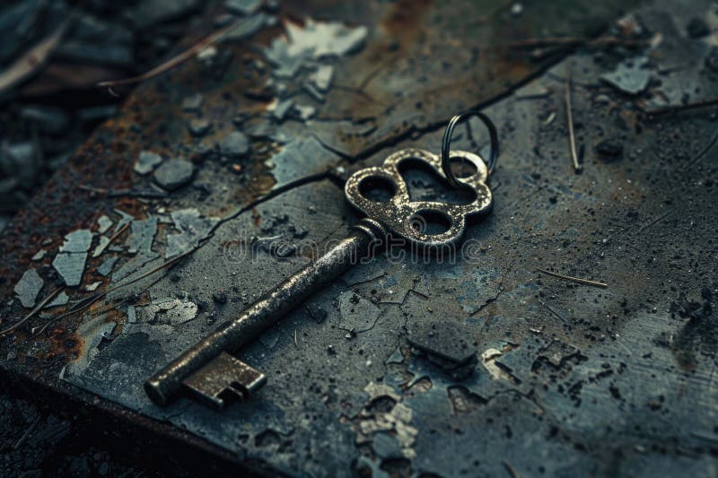 Rusty Key on a Piece of Metal, Suitable for Industrial Concepts Stock ...