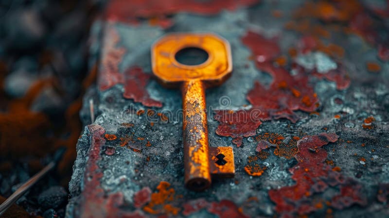 Rusty Key on a Rough Surface Stock Illustration - Illustration of ...