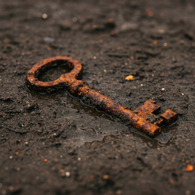 A Rusty Key on the Wet Ground. Stock Photo - Image of symbolism ...