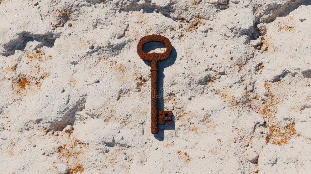 A Rusty Key on a White Rock. Stock Photo - Image of white, view: 376310478