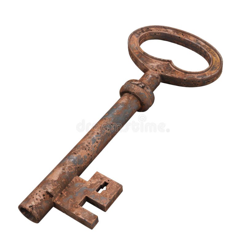 Rusty Key with a Worn, Oval-Shaped Head Stock Illustration ...