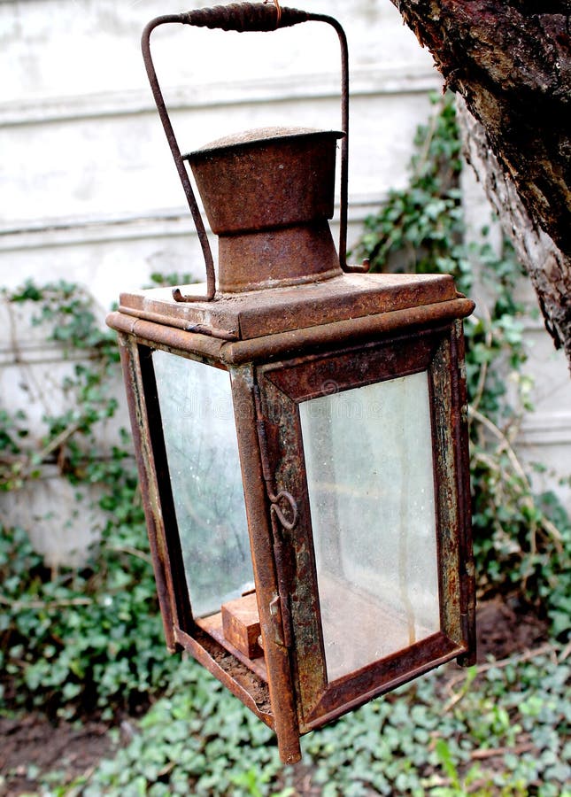Rusty lamp stock photo. Image of wall, rusty, lamp, tree - 42134204