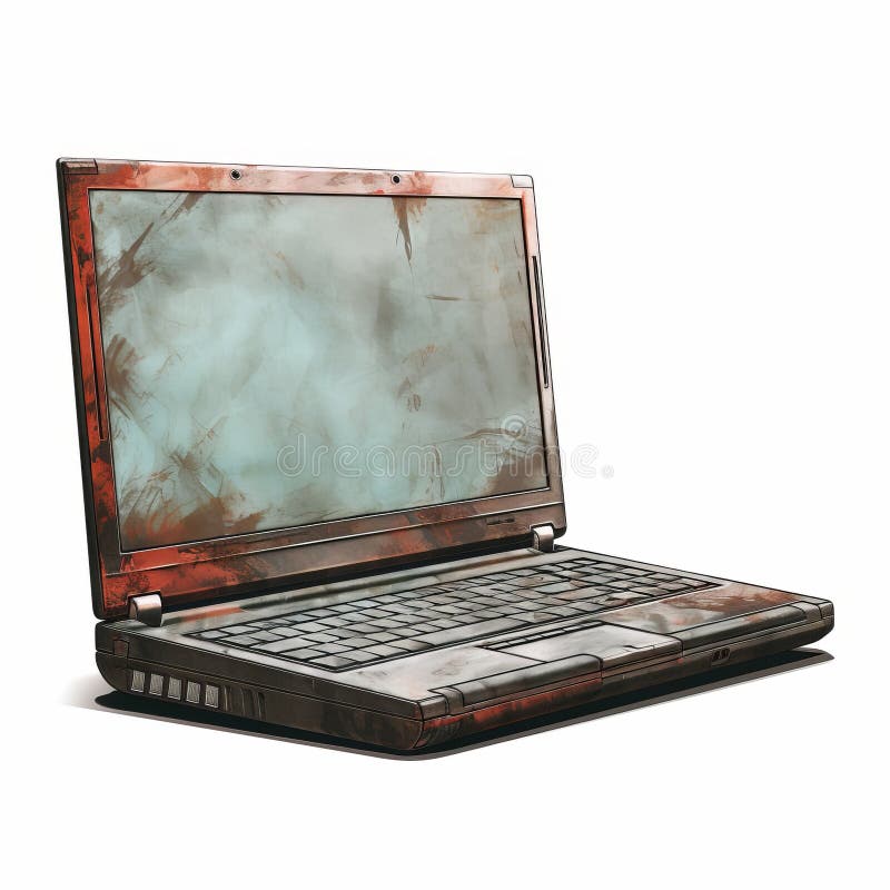 Rusty Laptop with Spray Painted Realism - Unique Design Stock Photo ...