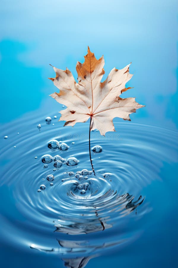 Rusty Leaves Resting on the Calm, Reflective Surface of the Water ...