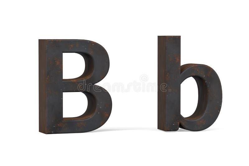 Rusty Letter B - Three Dimensional Uppercase and Lowercase B on White ...