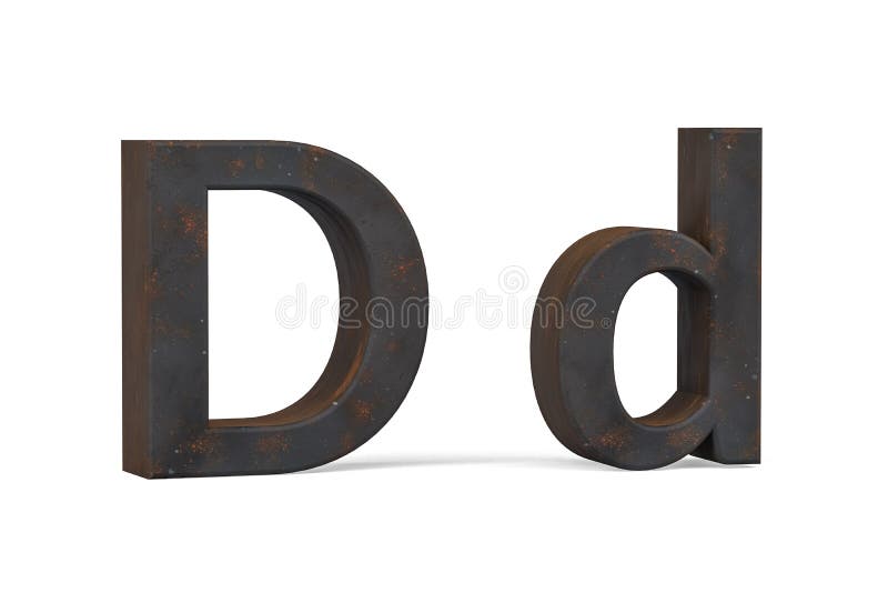 Rusty Letter D - Three Dimensional Uppercase and Lowercase D on White ...