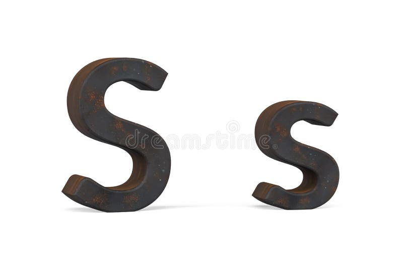 Rusty Letter S - Three Dimensional Uppercase and Lowercase S on White ...