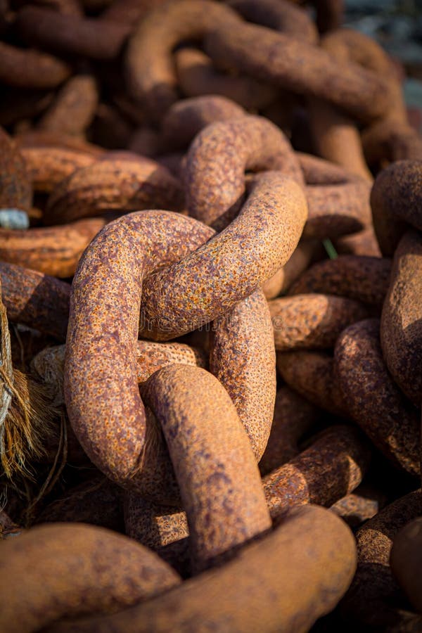 Rusty Links of Chain Which Used To Hold an Anchor Stock Photo - Image ...