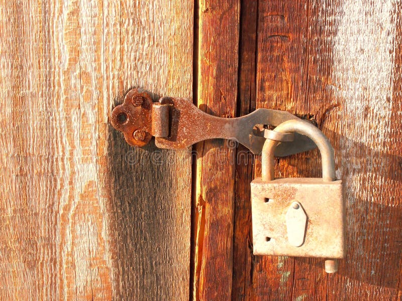 The rusty lock stock image. Image of timber, wood, close - 13401241