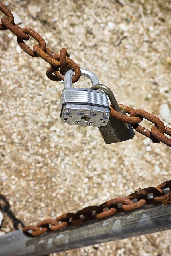 Rusty Lock Chain stock photo. Image of fence, pole, abandoned - 32098426