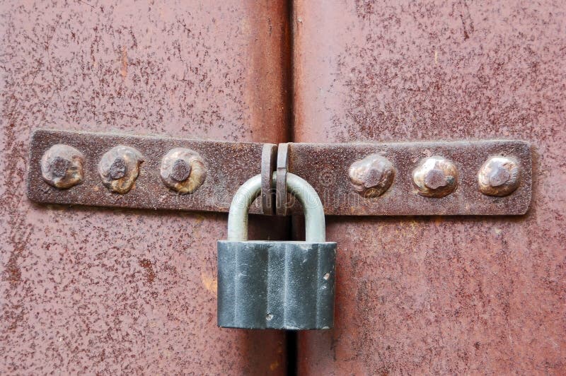 Rusty Closed Lock on a Gate Stock Image - Image of grunge, rust: 45843581