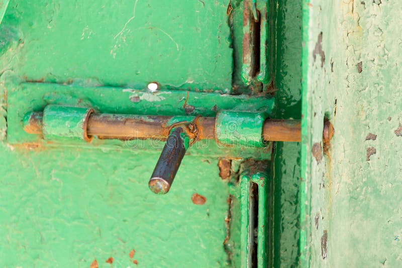 Rusty Lock on the Green Gate Stock Photo - Image of rusty, lock: 103348664