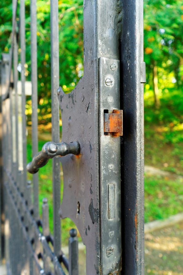 Rusty Lock in the Old Iron Gate Stock Image - Image of detail, iron ...